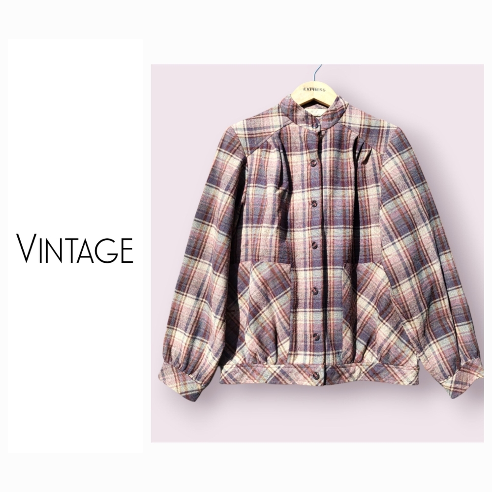 Vintage Plaid Cropped Jacket Chore Jacket English Cou… - Gem
